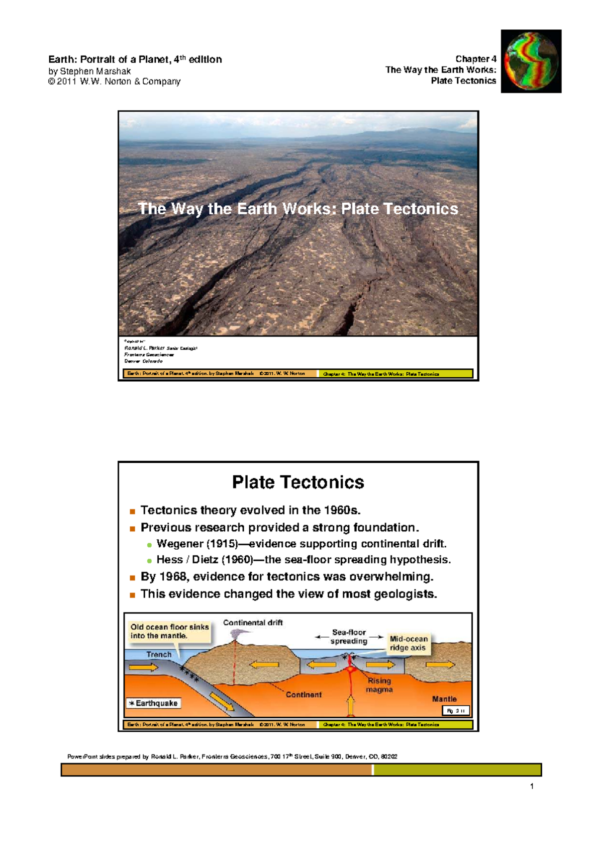 Earth: Portrait of a Planet (4th Ed) - Chapter 4: Plate Tectonics ...