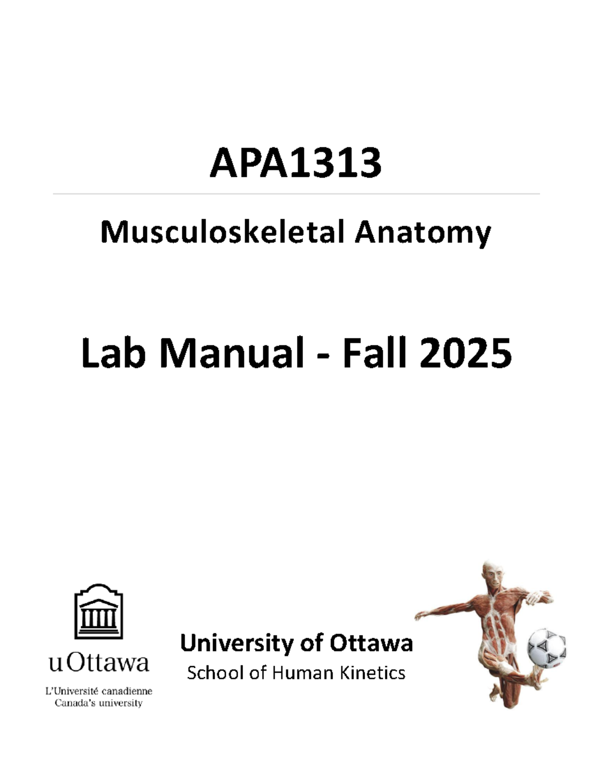 APA1313 Musculoskeletal Anatomy Lab Manual - Fall 2025 Guide - Studocu