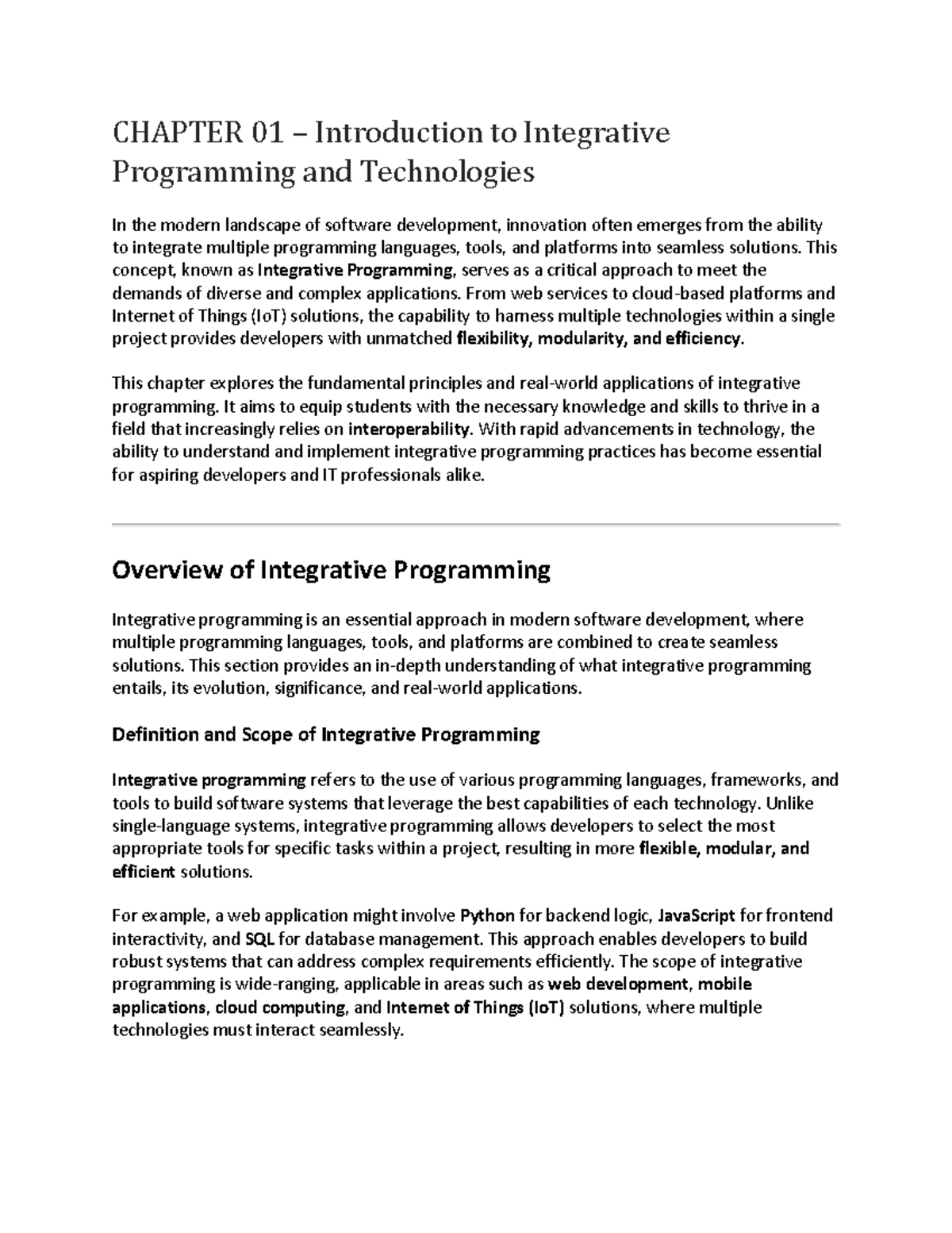 IPT1 Chapter 01: Intro to Integrative Programming & Tech - Studocu
