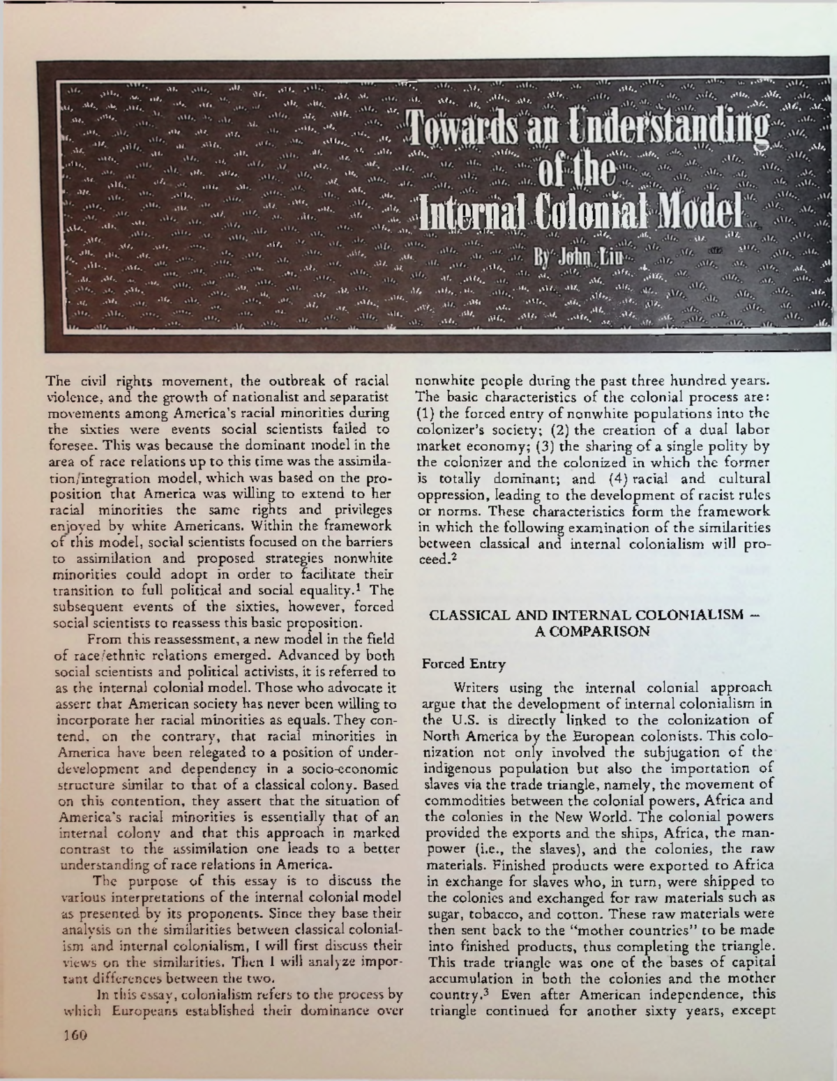 Classical vs. Internal Colonialism: Key Differences Explored in SOC 101 Essay - Studocu