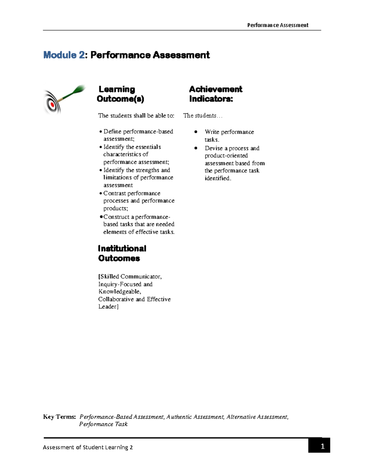 Module 2 Performance Assessment Final Output 1: Key Concepts and Tasks - Studocu