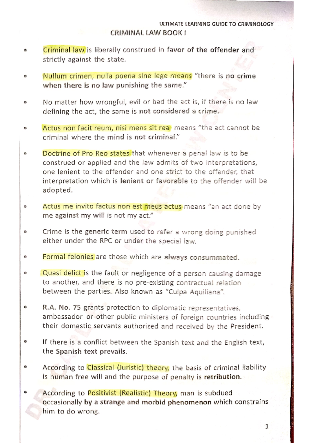 Criminal LAW BOOK 1 - Exam Reviewer Guide and Key Concepts - Studocu