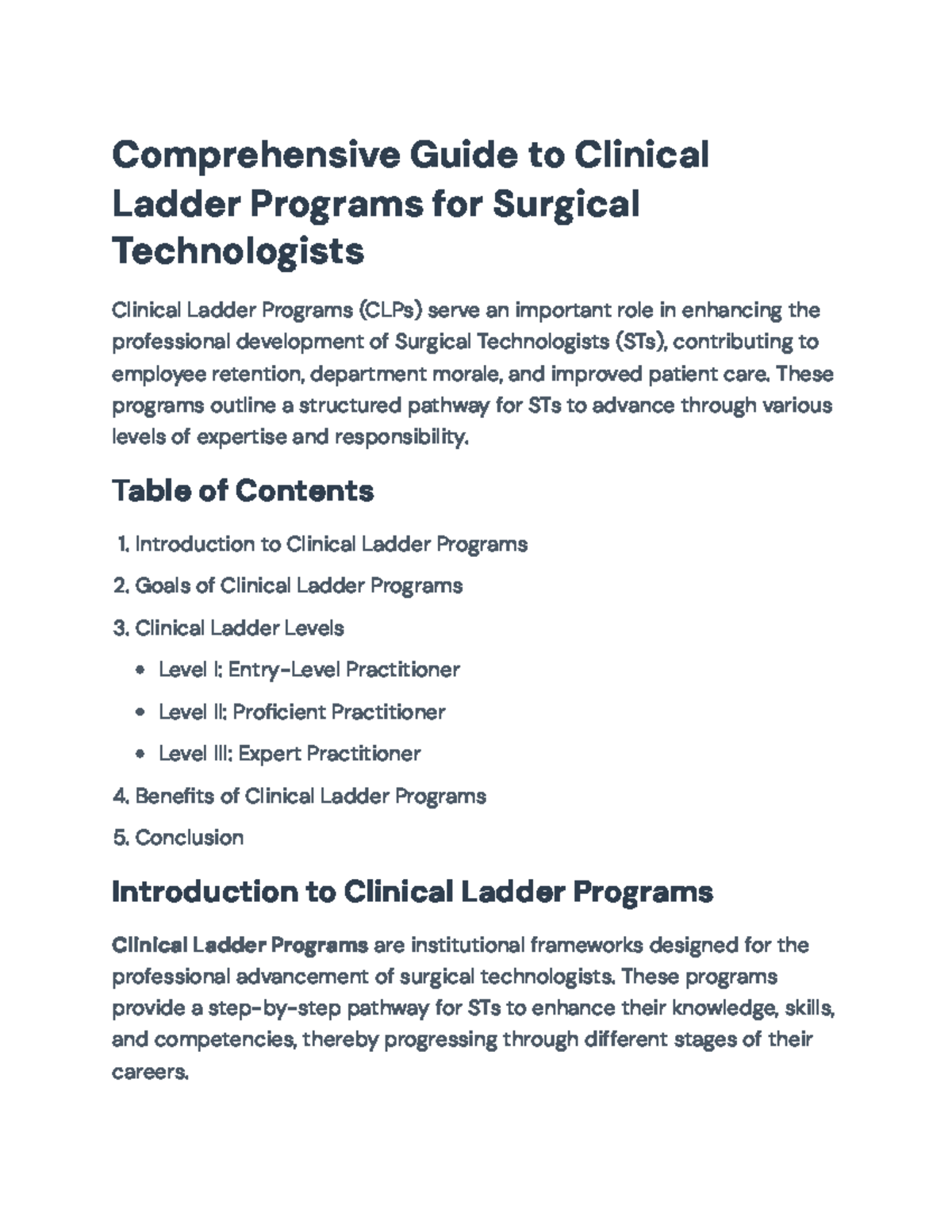 Comprehensive Guide to CLP for Surgical Technologists: Levels ...