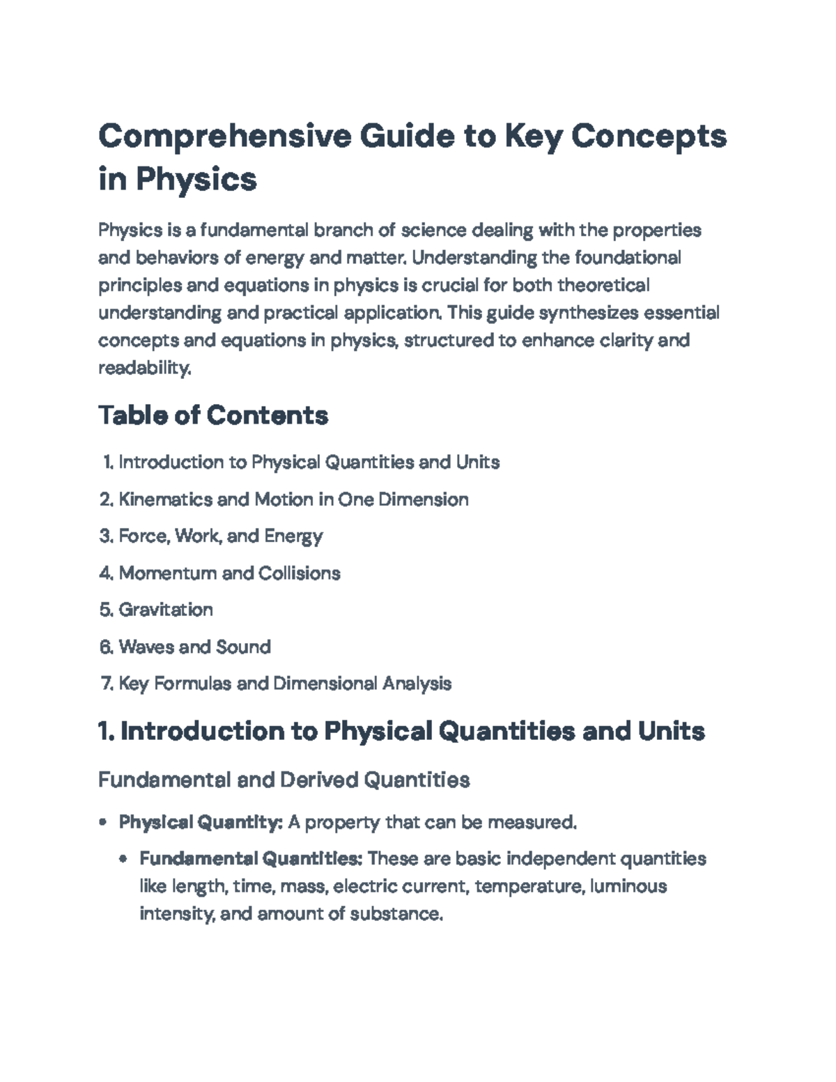 Comprehensive Physics Concepts Overview: Essential Formulas and Principles - Comprehensive Guide ...