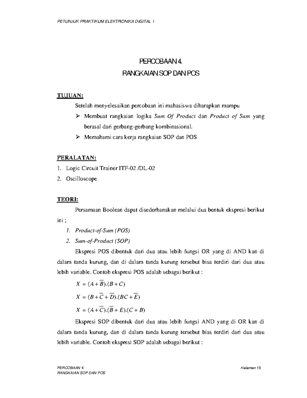 Perc4 - Rangkaian Logika SOP dan POS: Pembelajaran Praktis - Studocu