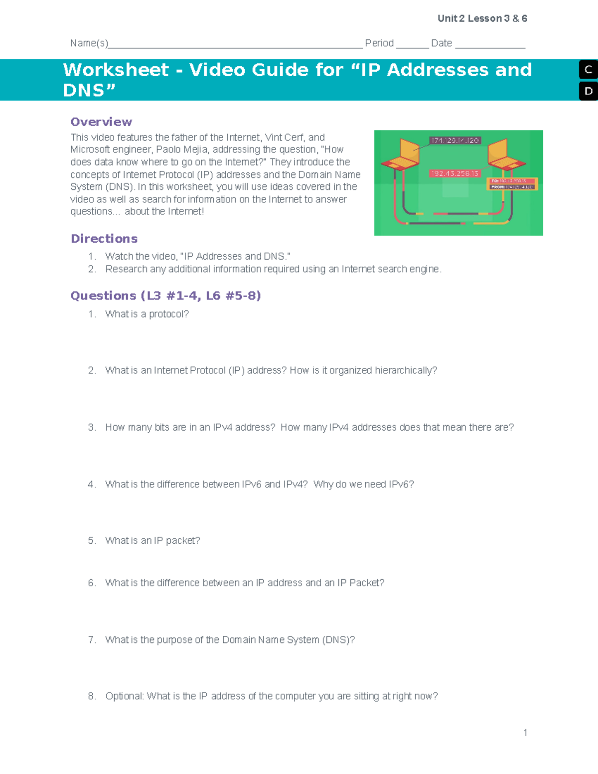 U2 L3 & L6 Video Guide: Understanding IP Addresses & DNS - Studocu