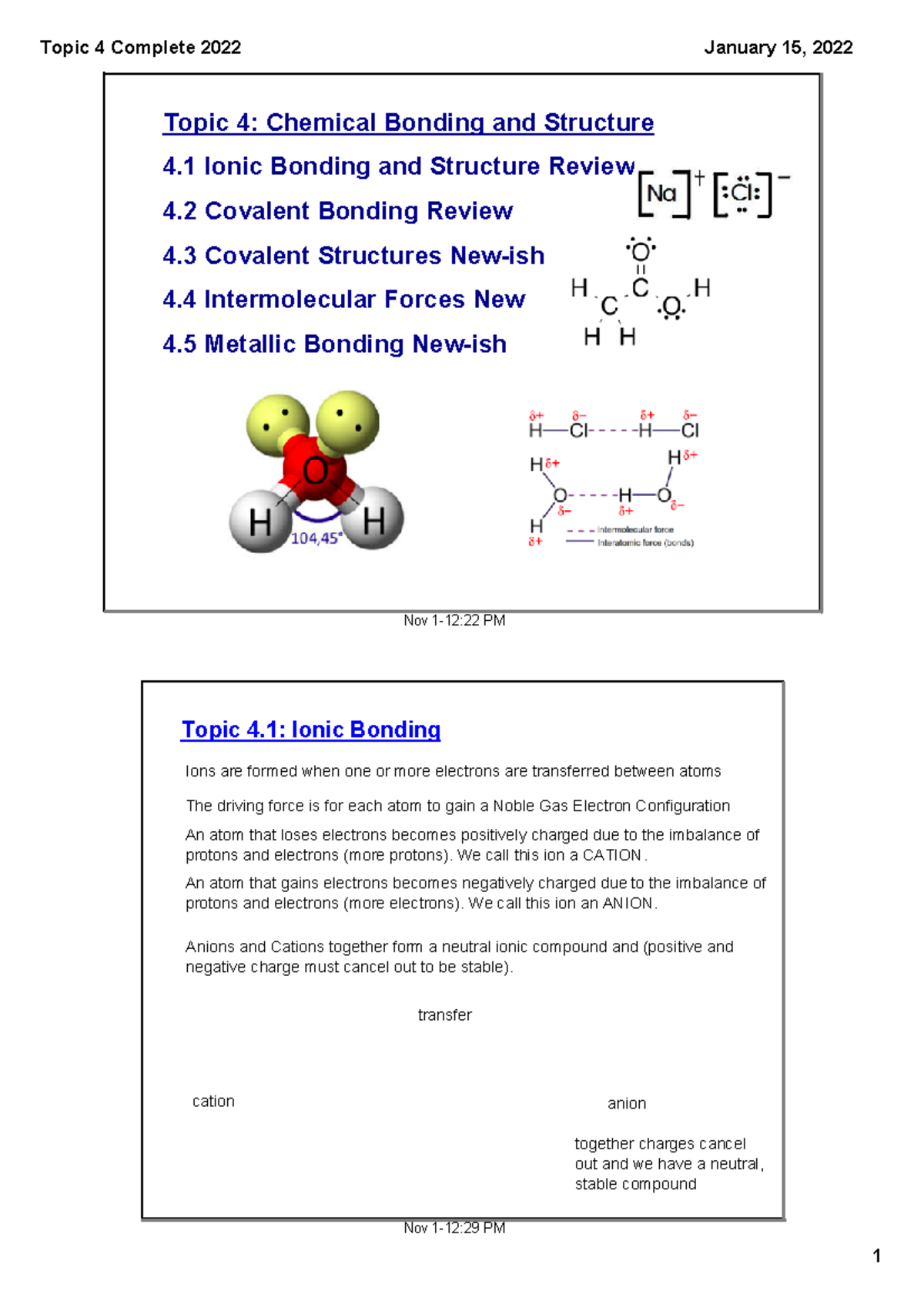 Topic 4: Chemical Bonding and Structure Review - 2022 Study Guide - Studocu