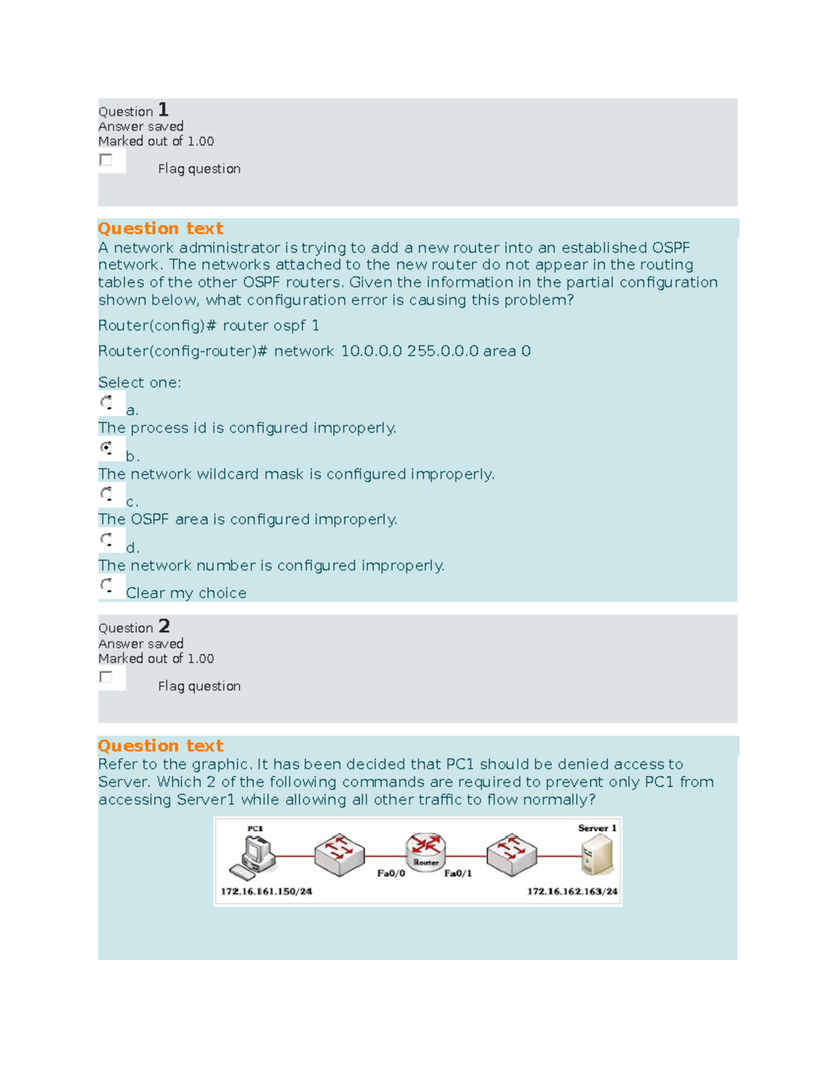Data Communications and Networking 2: OSPF and ACL Concepts Notes - Studocu