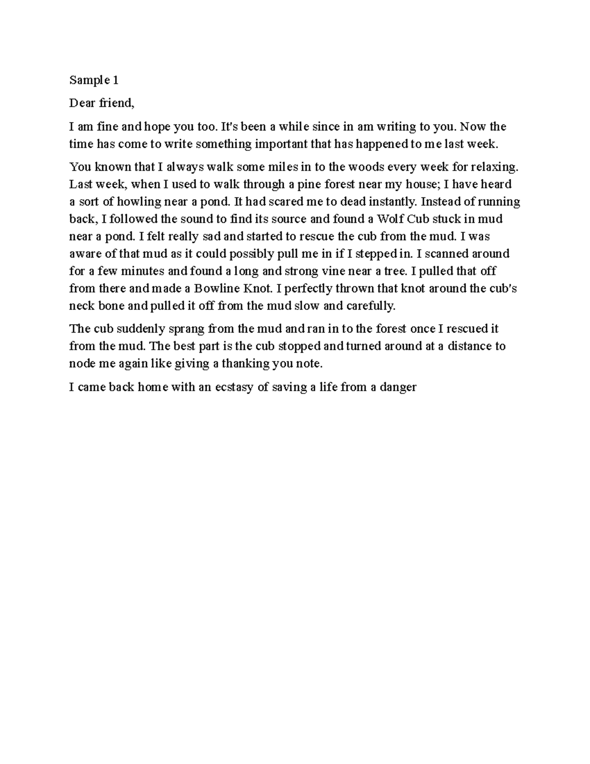 Sample Informal Letters with Responses and Lessons Learned - Studocu