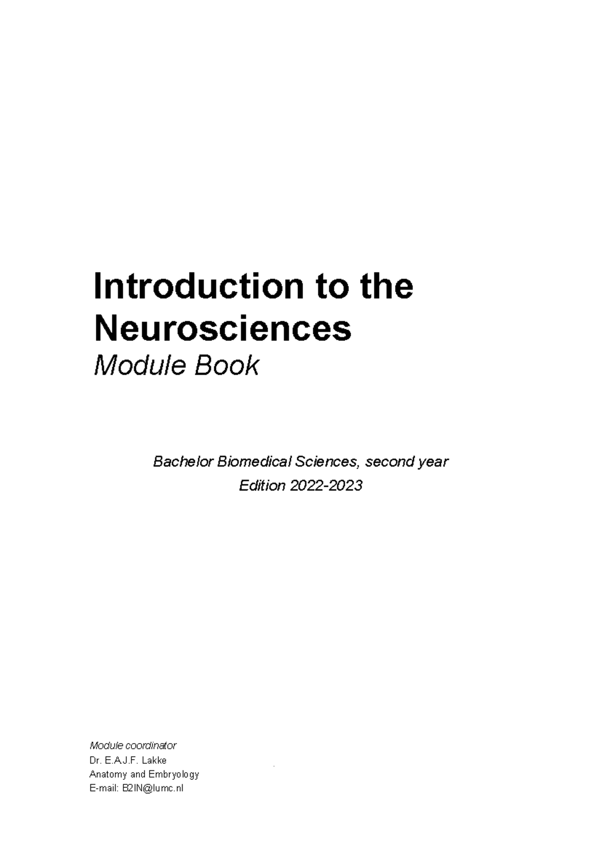 B2IN: Introduction to Neuroscience - Module Book (Bachelor 2022 ...