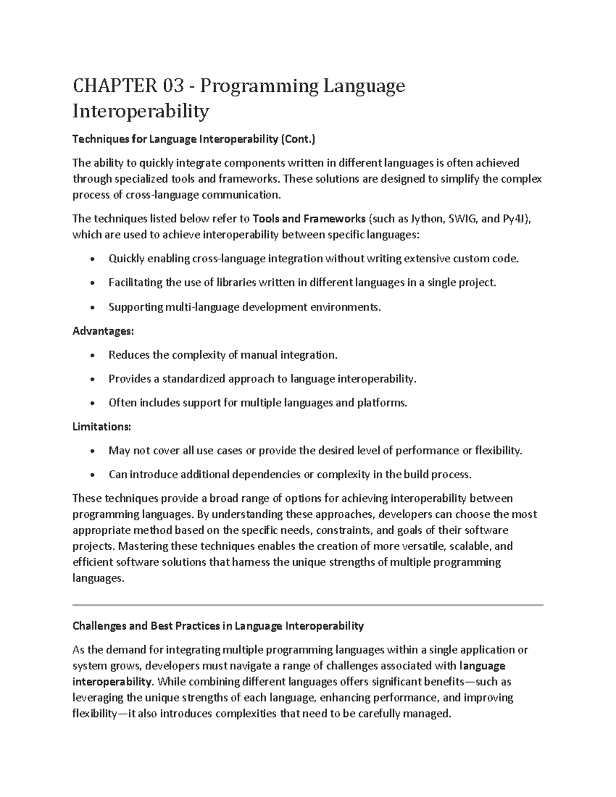 IPT1 CHAPTER 03: Techniques for Programming Language Interoperability ...