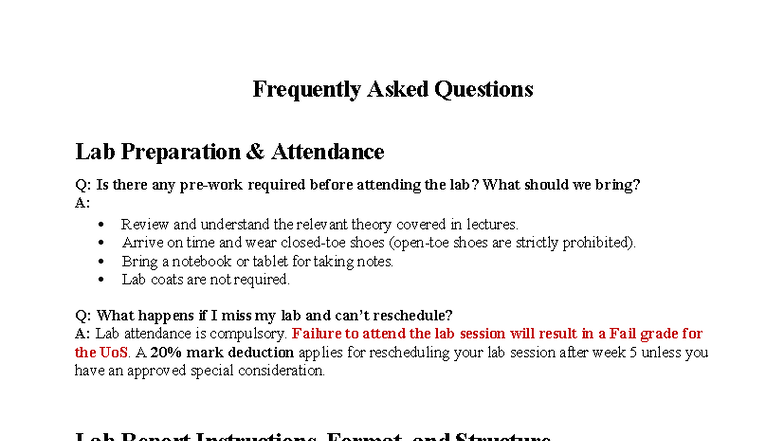 Lab Report FAQs AMME1362 - Preparation and Submission Guide 2025 - Studocu