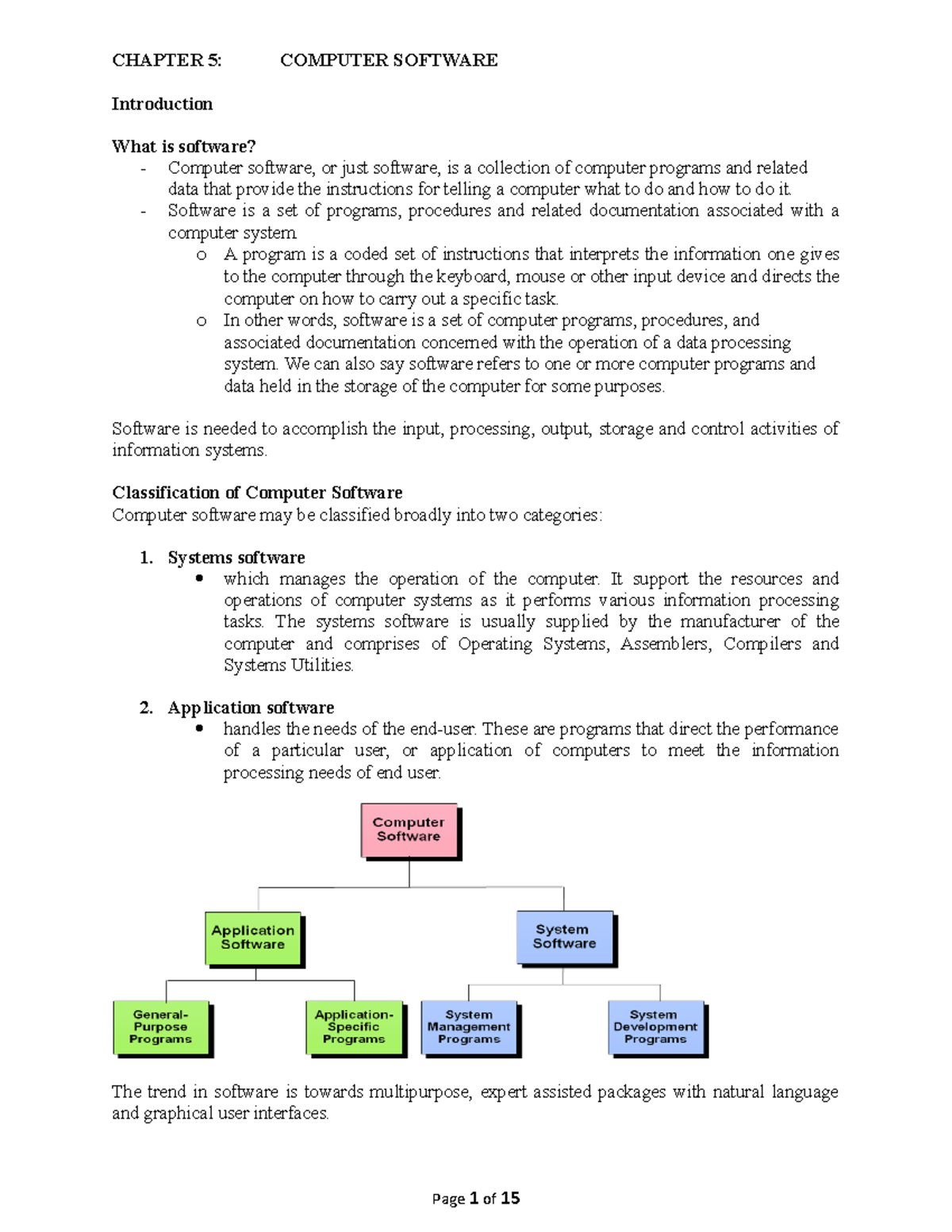 Computer 5 Computer Software - CHAPTER 5: COMPUTER SOFTWARE ...