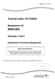 MNG1502 - Unisa - Management 1A - Studocu