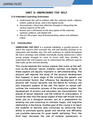 LP4-UTS - This module consist of Understanding self topic - MANAGING ...