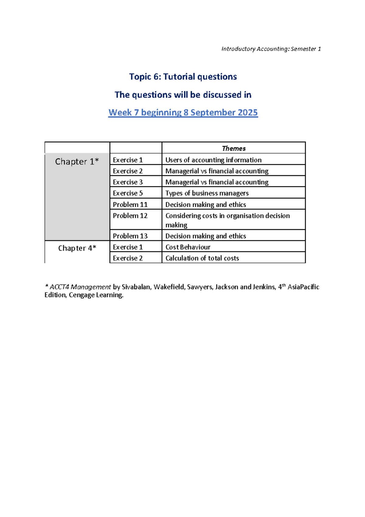S22025 Topic 6 tutorial questions Week 7 - Introductory Accounting ...