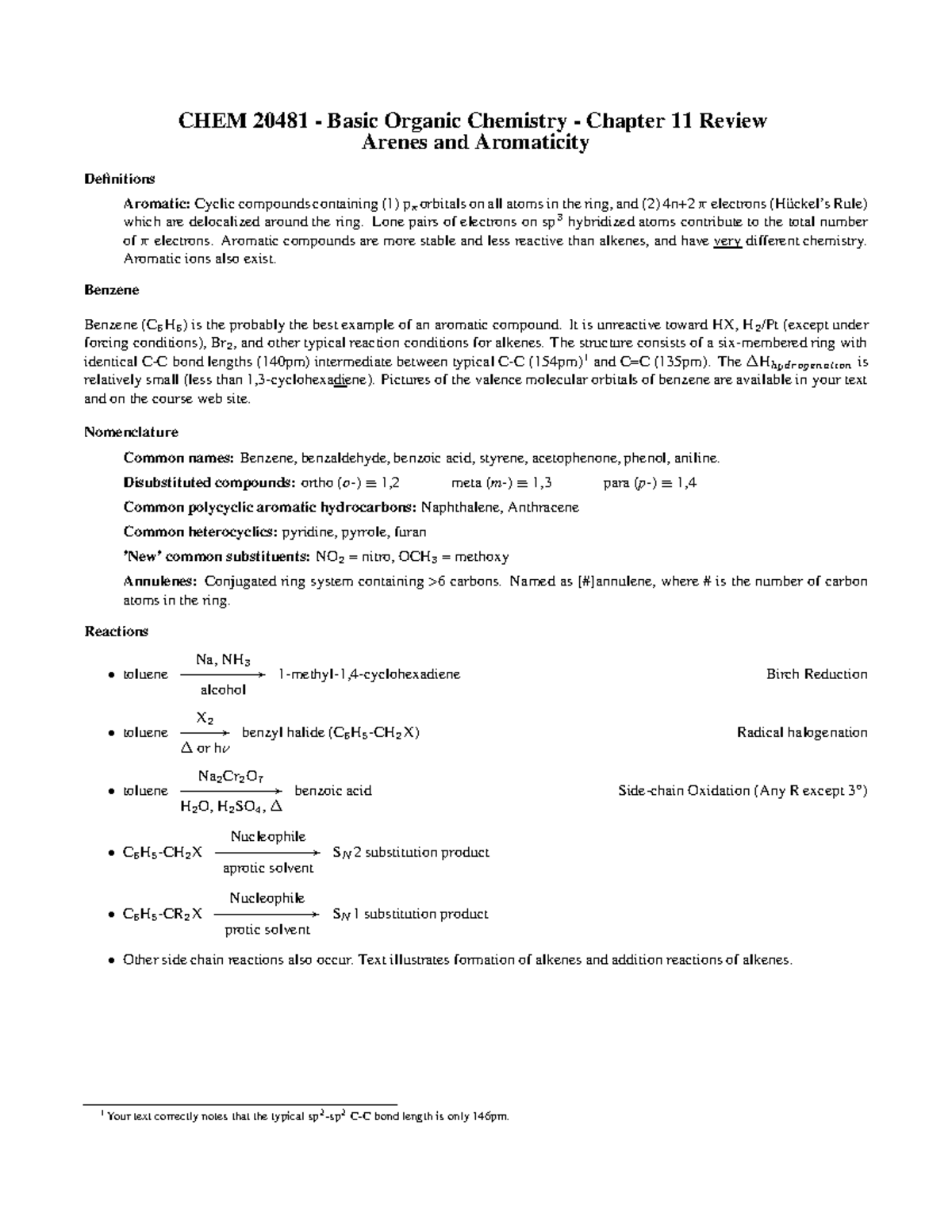 Summary - Chapter 11 review - CHEM 20481 - Basic Organic Chemistry ...
