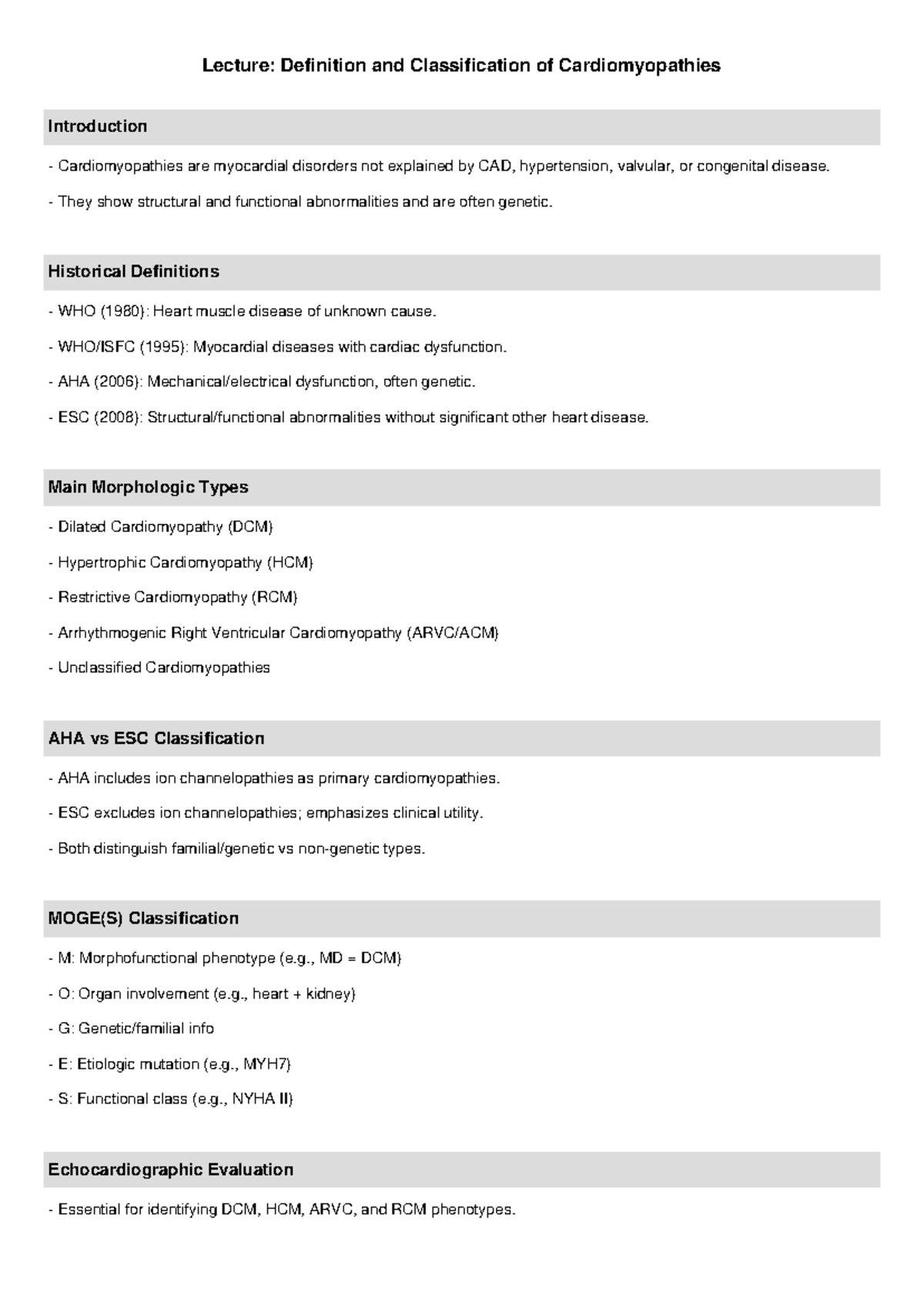 Lecture: Definition and classification of cardiomyopathies (MED 101 ...