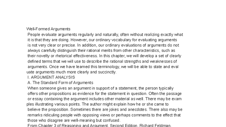Well-Formed Arguments: Analyzing and Evaluating Logic in Chapter 3 (SSH ...