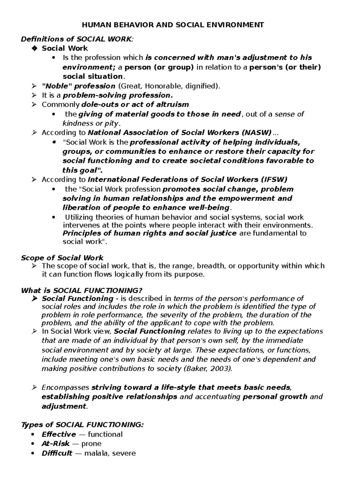 HUMAN BEHAVIOR AND SOCIAL ENVIRONMENT: Key Concepts in Social Work ...