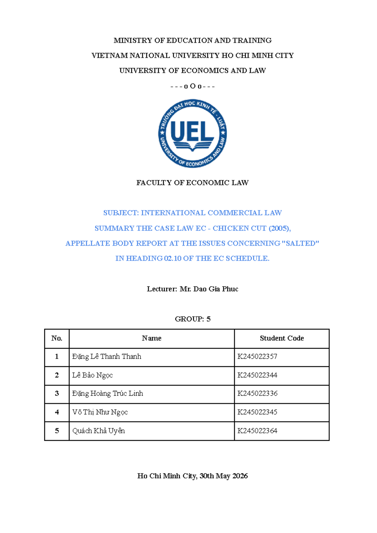 International Commercial Law Case Study: EC Chicken Cuts (2005) - Studocu
