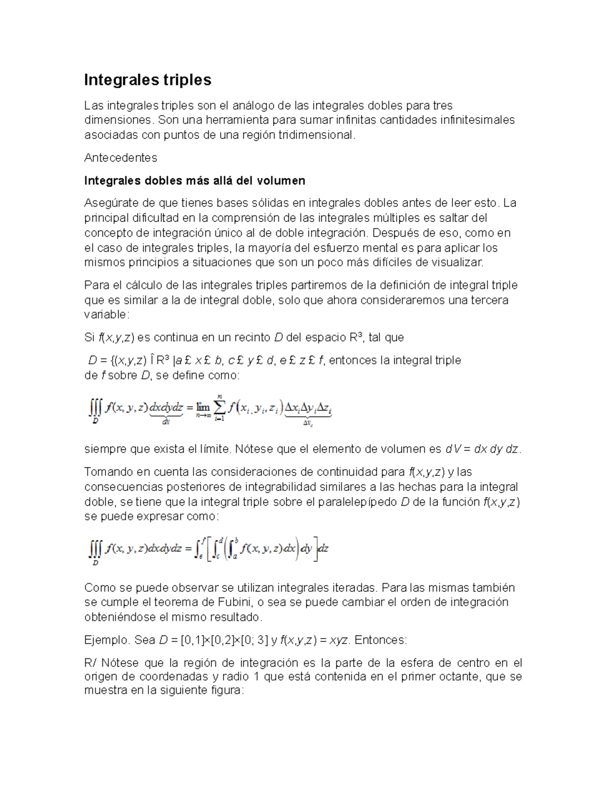 Integrales triples - aplicación de integrales triples - Integrales ...