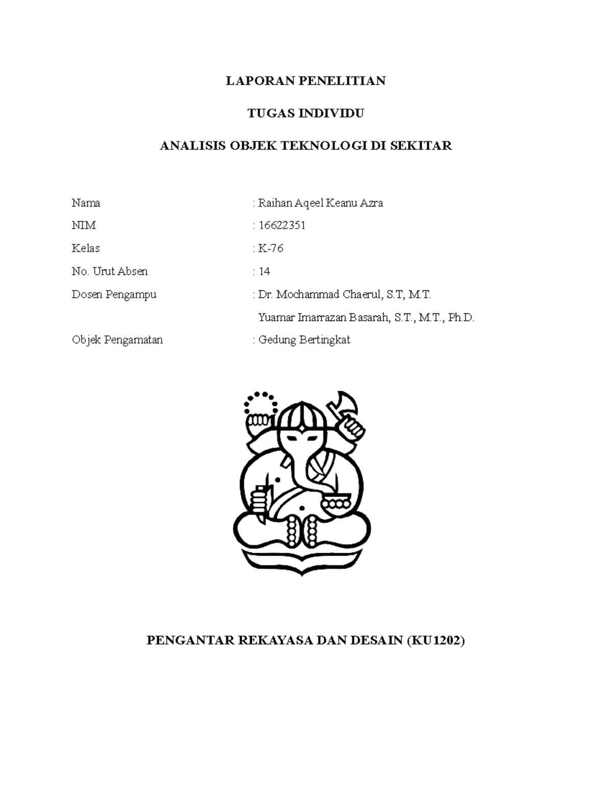 Tugas 1 - Analisis Objek Teknologi (KU1202) - Makalah Penelitian - Studocu