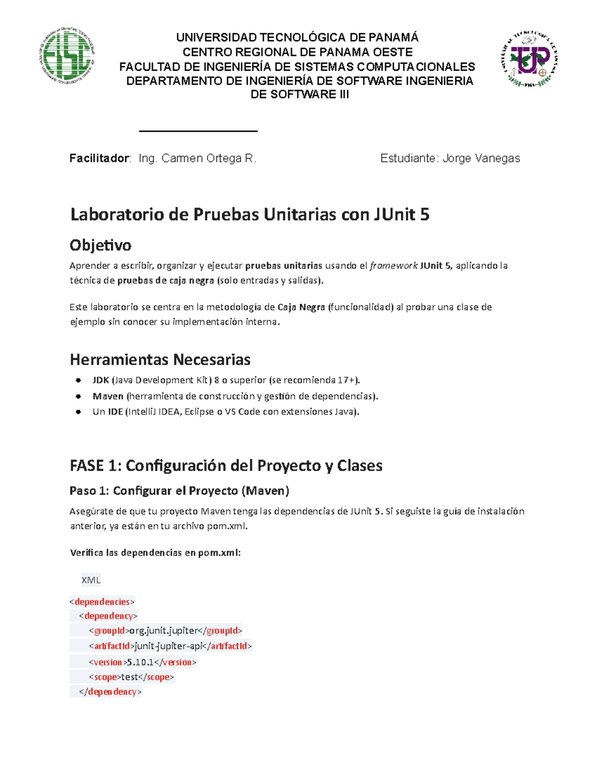 Laboratorio 9: Pruebas Unitarias con JUnit 5 - Ingeniería de Software ...