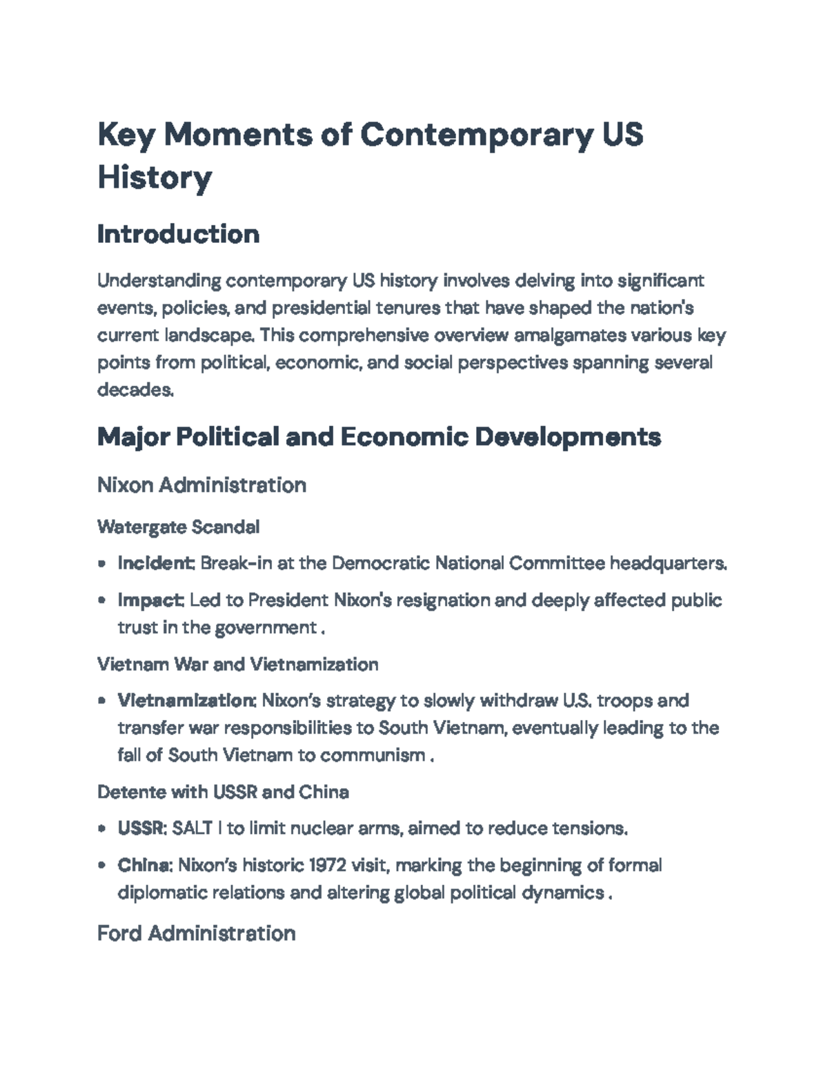 Key Moments in Contemporary U.S. History: Overview and Analysis - Key ...