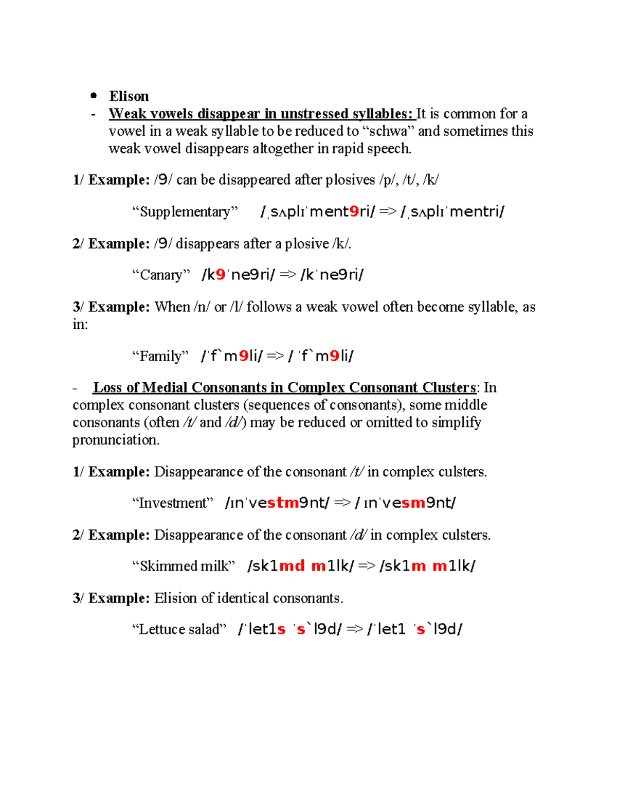 Elision - phonetic - Elison Weak vowels disappear in unstressed ...