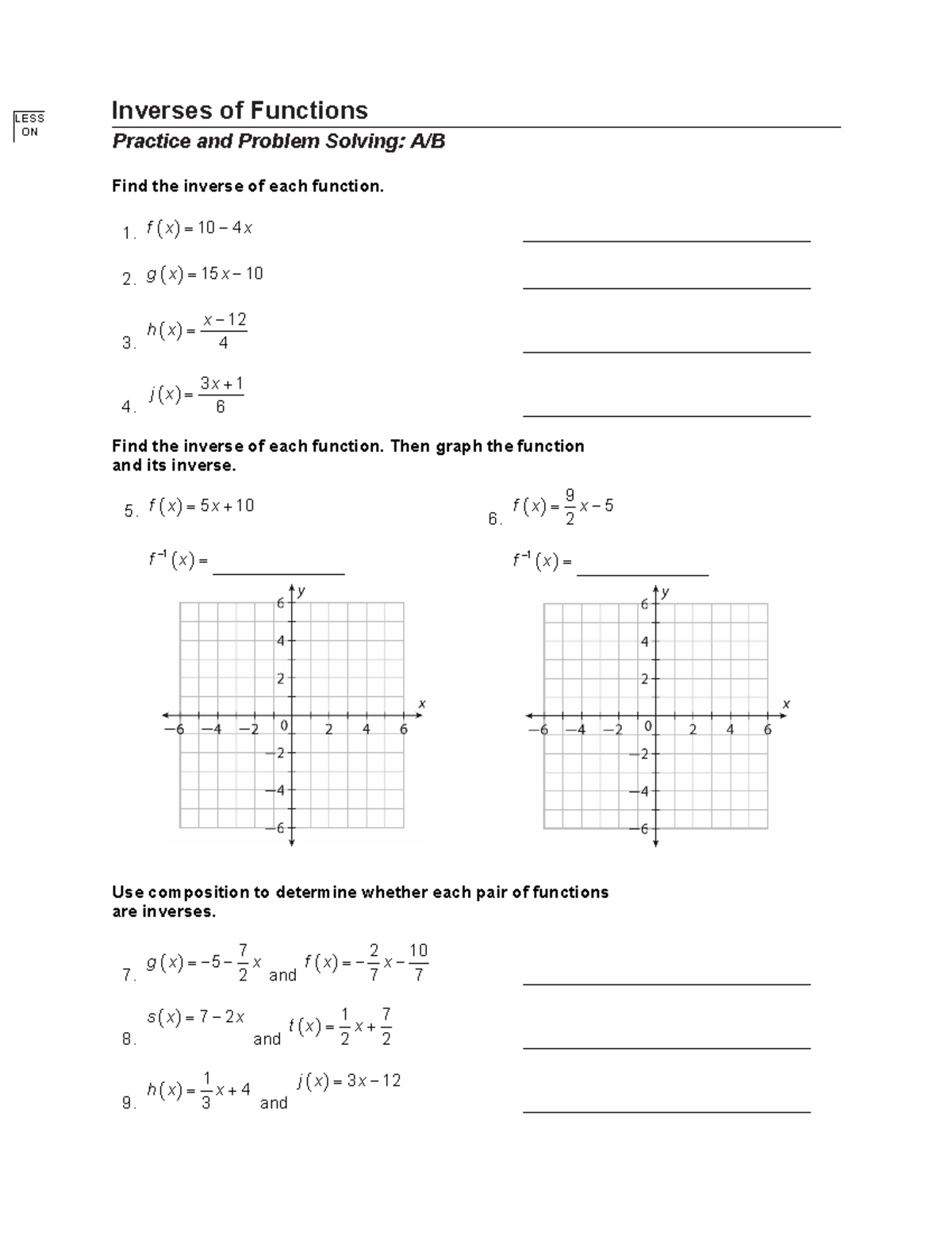 NA Practice U1M01L04 AB TE - Inverses of Functions Practice and Problem ...