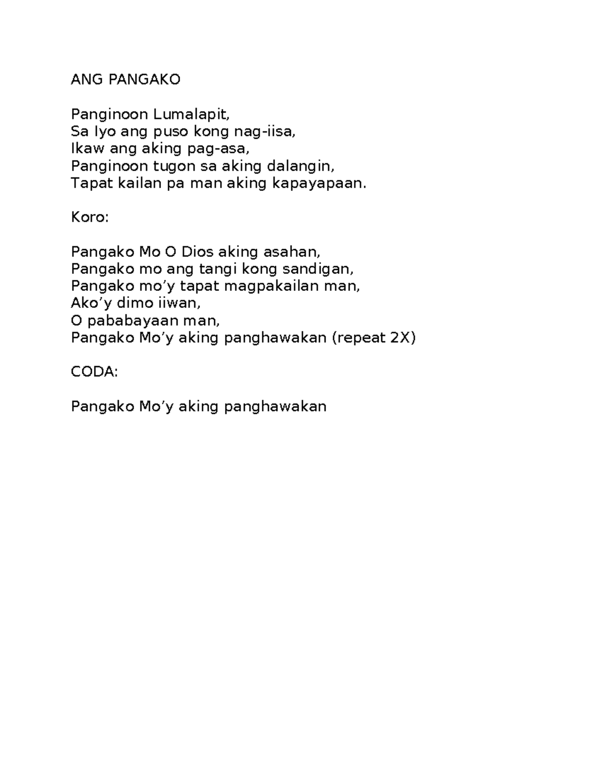 Ang Pangako Song lyrics - Bible Studies - ANG PANGAKO Panginoon ...