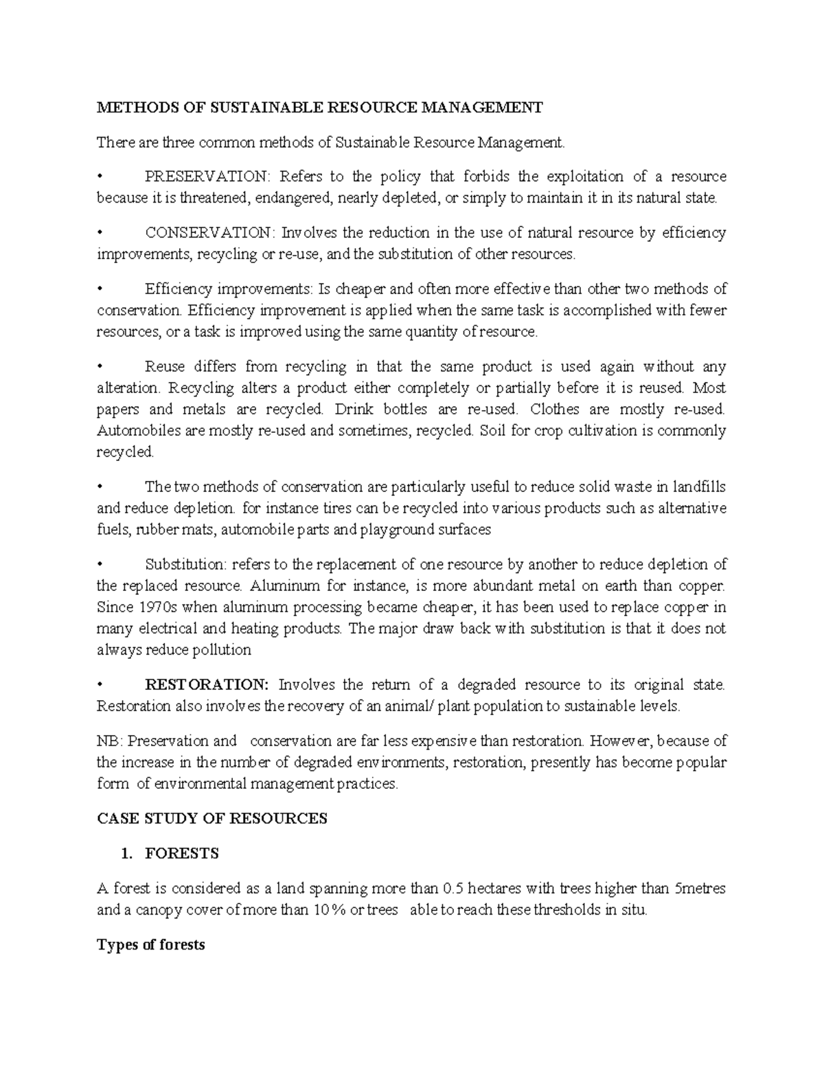 Sustainable Resource Management Methods: A Comprehensive Overview - Studocu