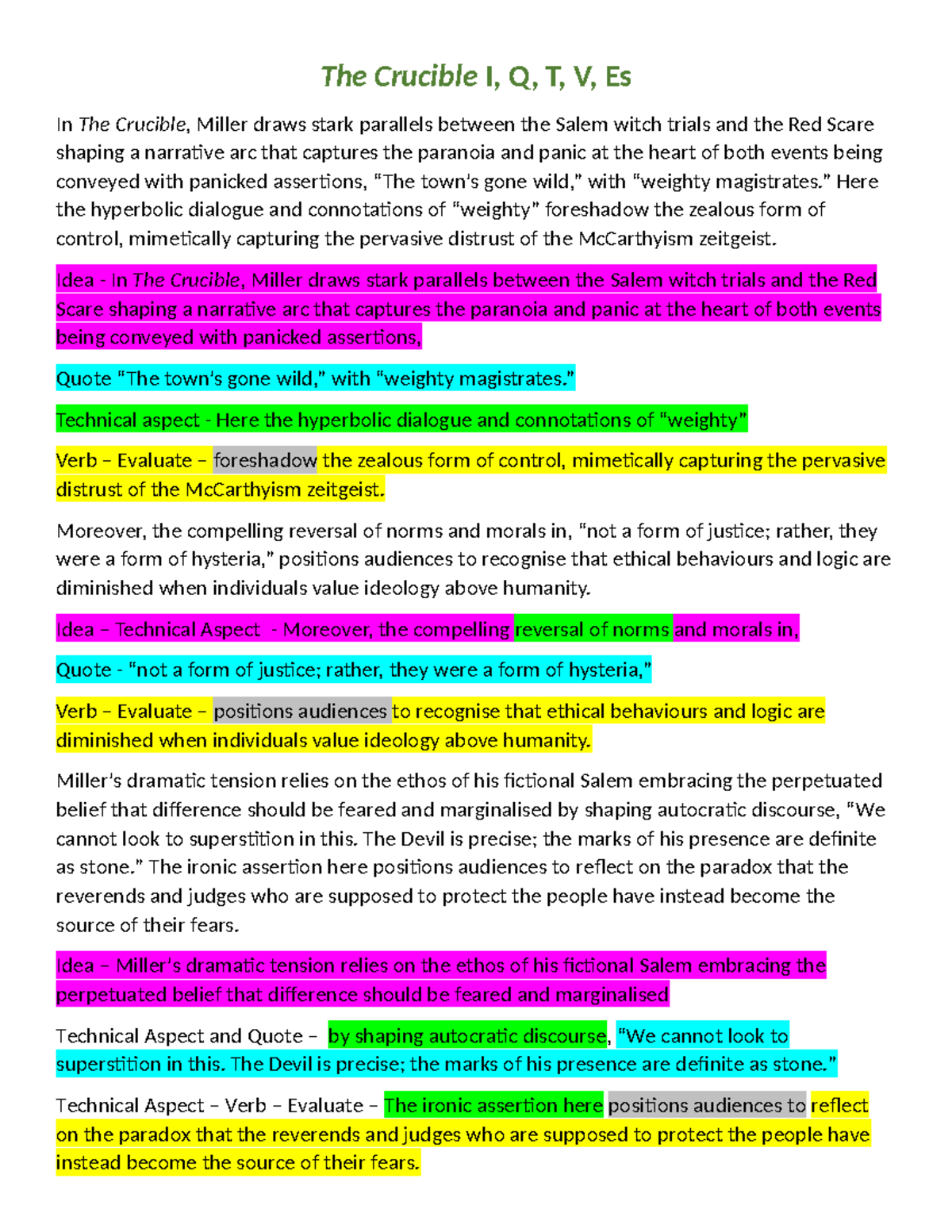The Crucible Analysis: Examining Parallels to McCarthyism (IQTVE) - Studocu