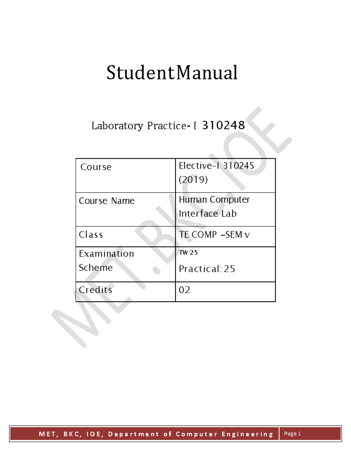 Human Computer Interface Lab Manual - Practical Guide (310248, 310245 ...