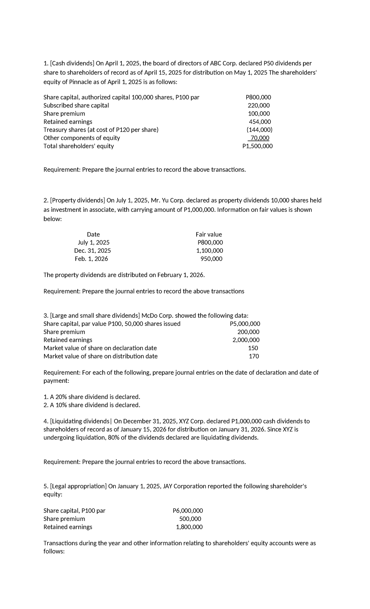 Midterm Assignment 11: Journal Entries for Dividend Transactions - Studocu