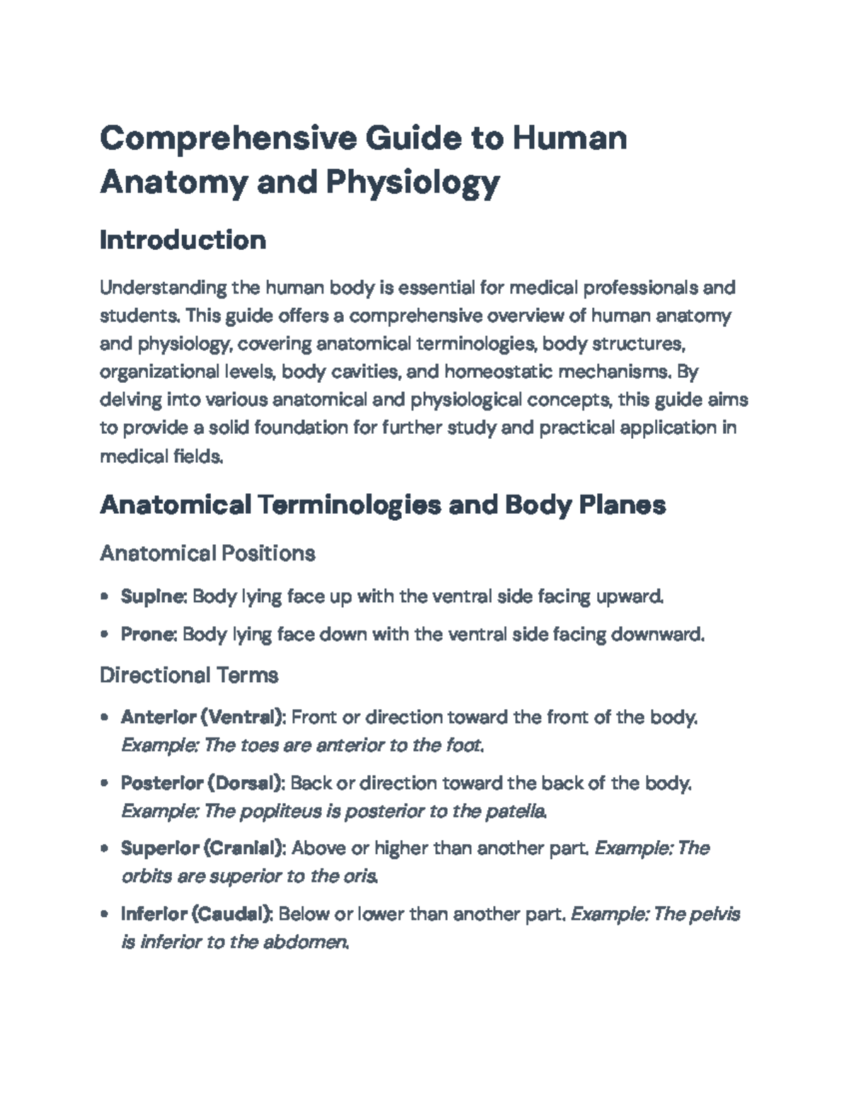 Comprehensive Guide to Human Anatomy and Physiology (Course Code ...