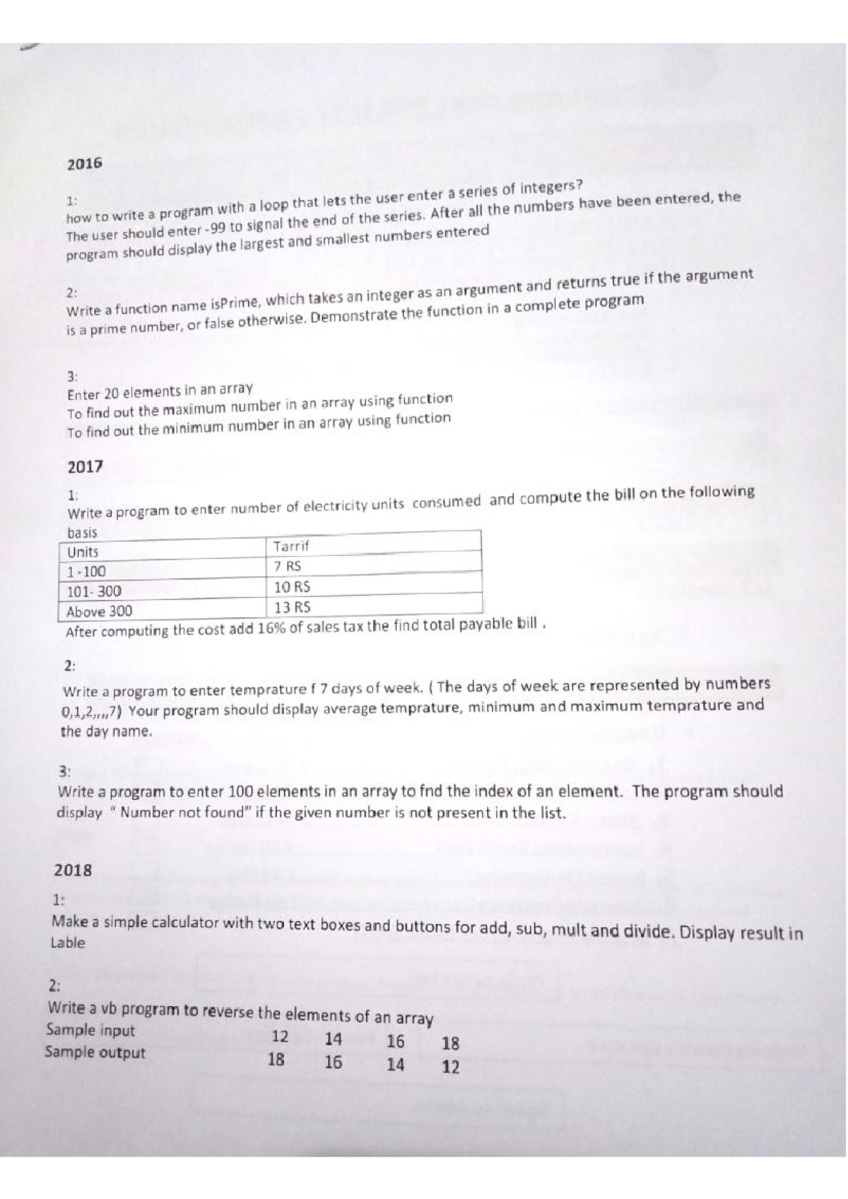 Past Papers 2016-2021 - Visual Basic Programming - Studocu