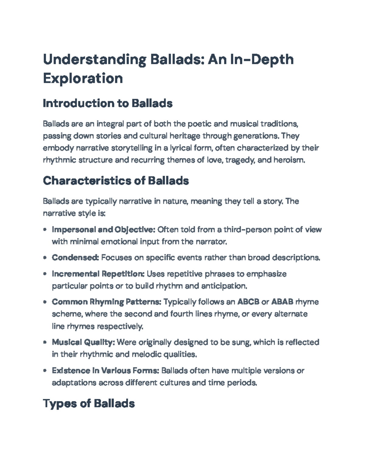Understanding Ballads: Narratives, Techniques, and Educational Value ...