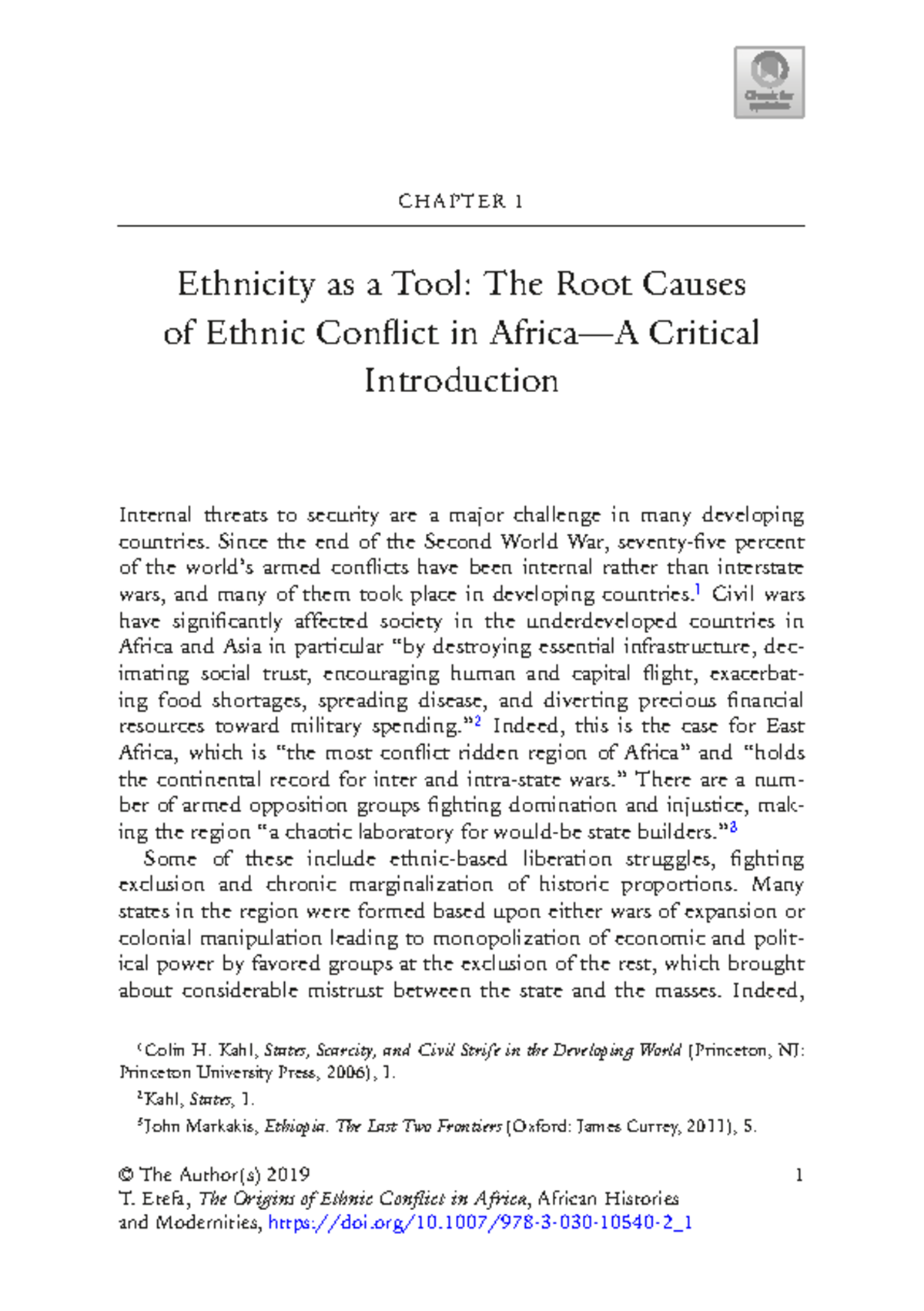 CHAPTER 1: Ethnicity as a Tool in Understanding Ethnic Conflict - Studocu
