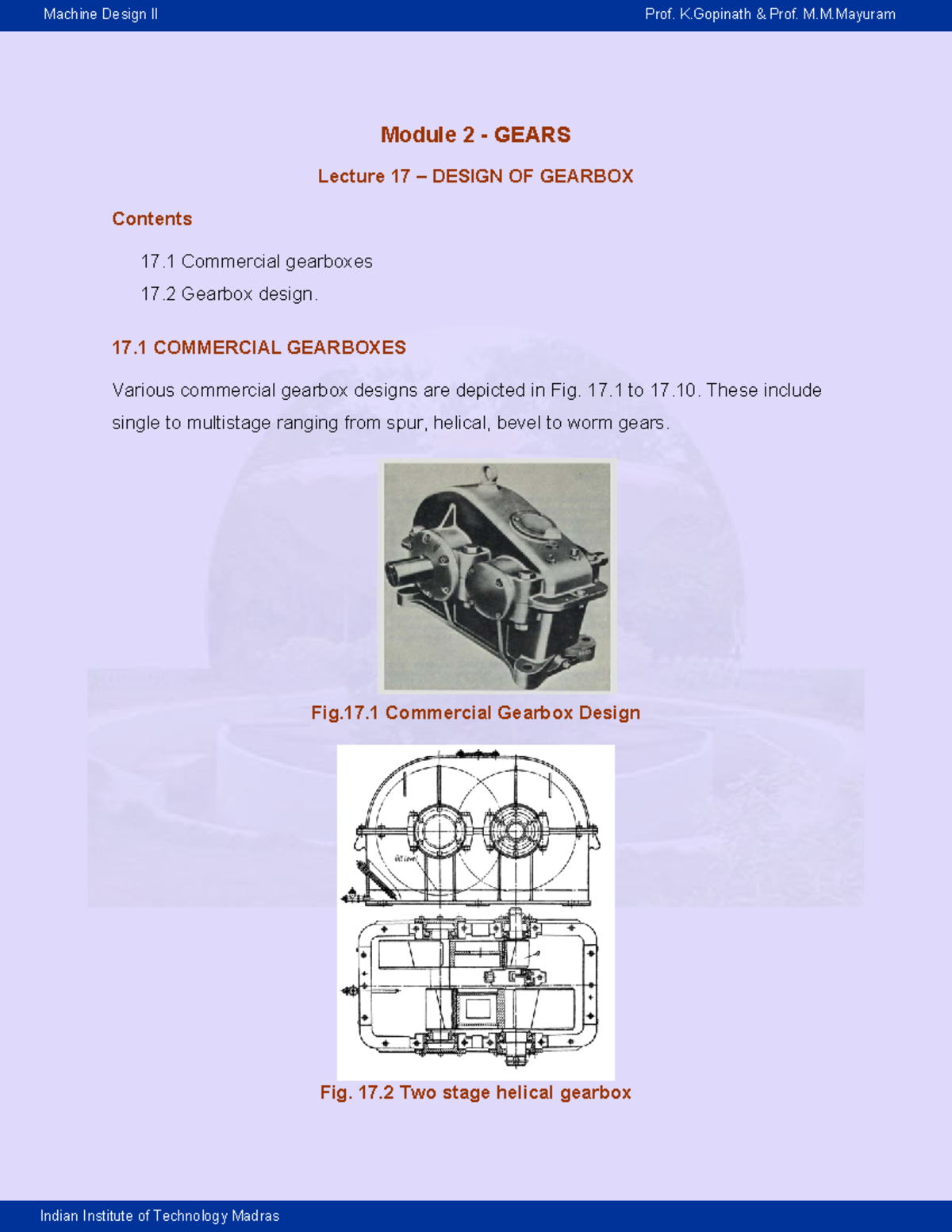 Lecture 17 - Gearbox Design in Mechanical Engineering (ENG 305) - Studocu