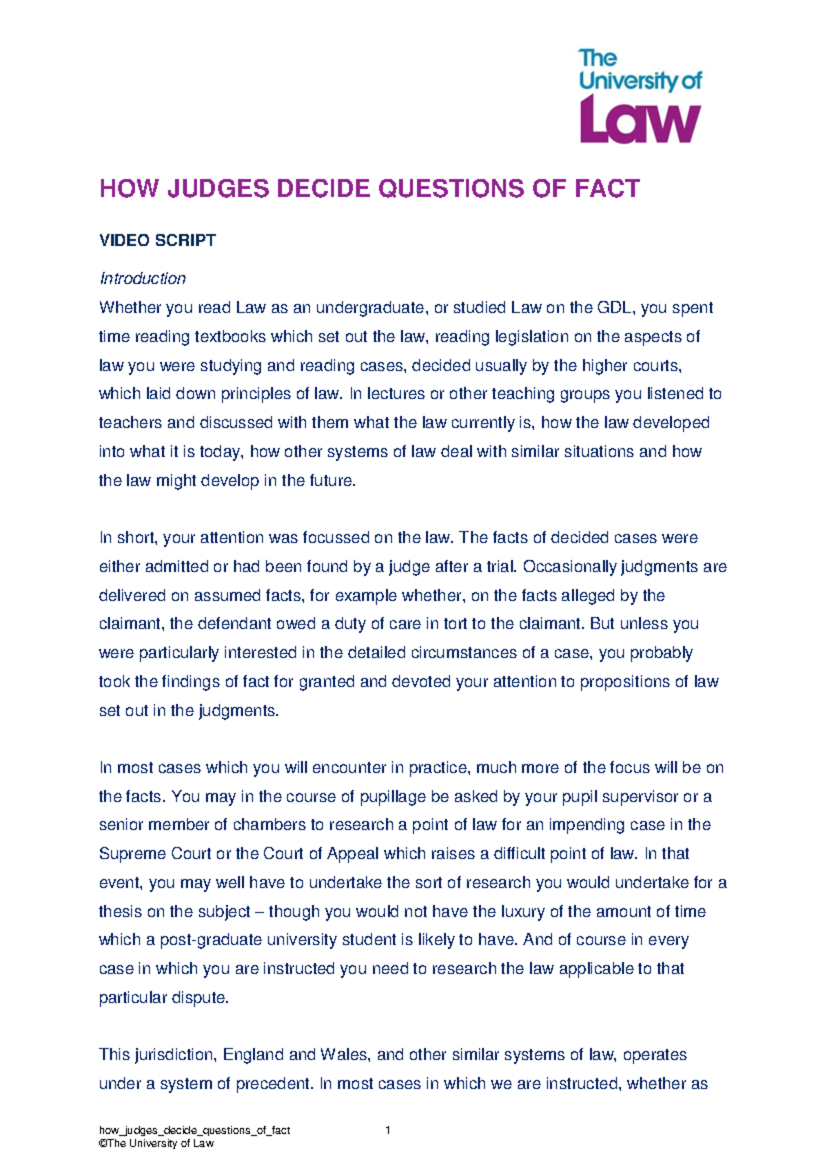 How Judges Determine Findings of Fact in Legal Cases (Law 101) - Studocu