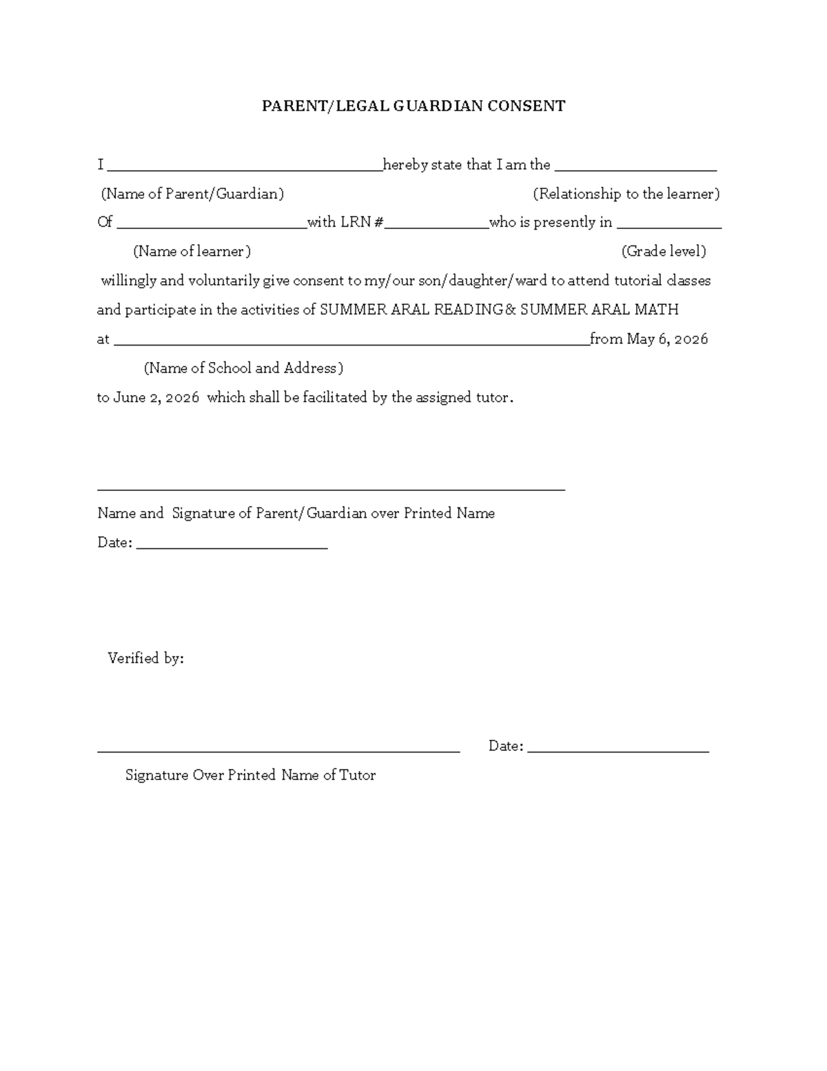 Parents-Consent-ARAL - PARENT/LEGAL GUARDIAN CONSENT I ...