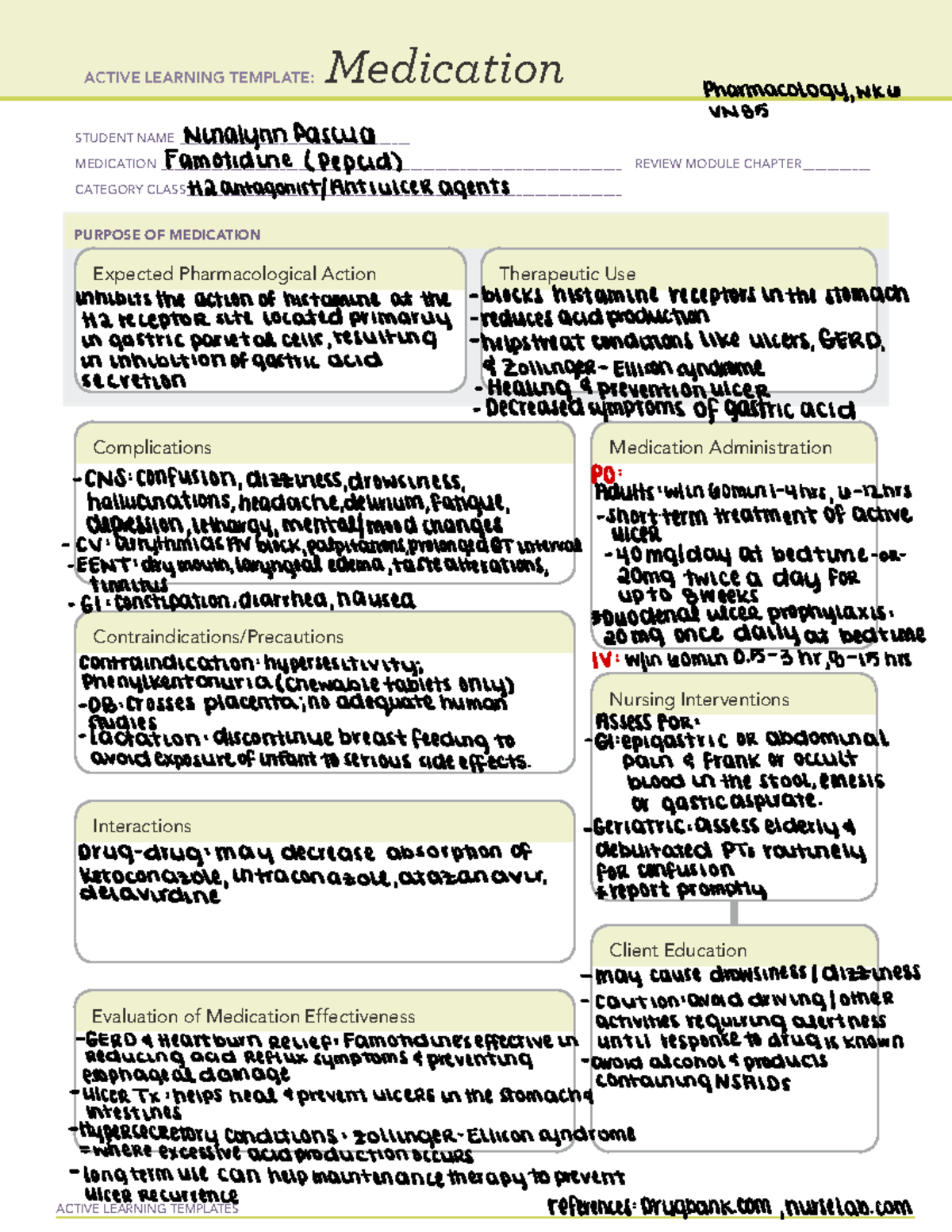 WK 6 - Active Learning Template: Medication Pharmacology (VN85) - Studocu