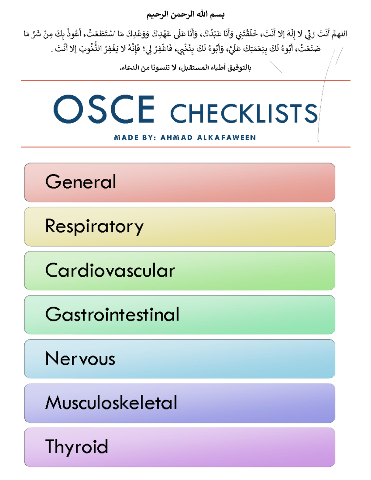 Final OSCE Physical Examination Checklists - Comprehensive Guide - Studocu