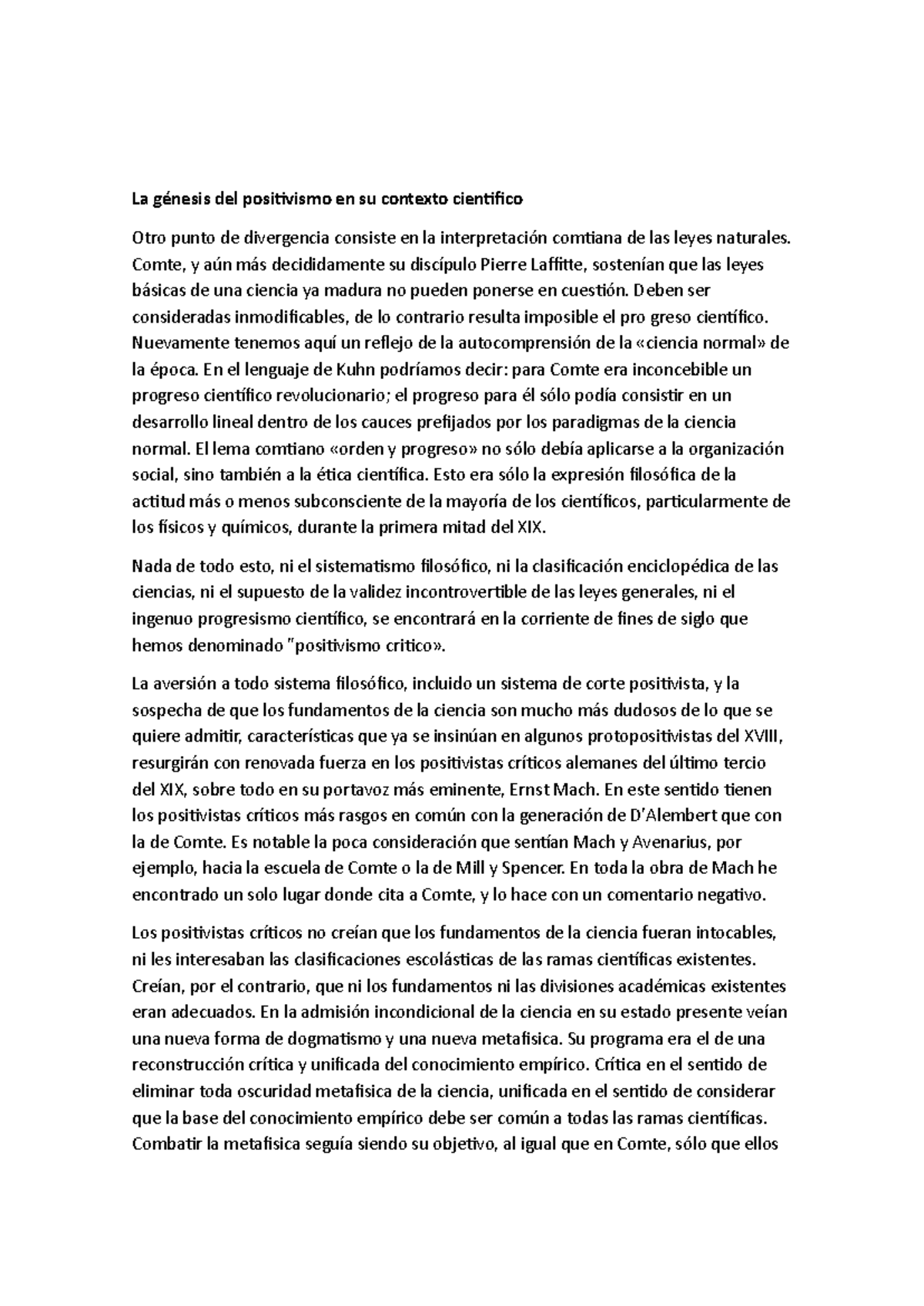 La génesis del positivismo crítico en el siglo XIX: contexto y ...