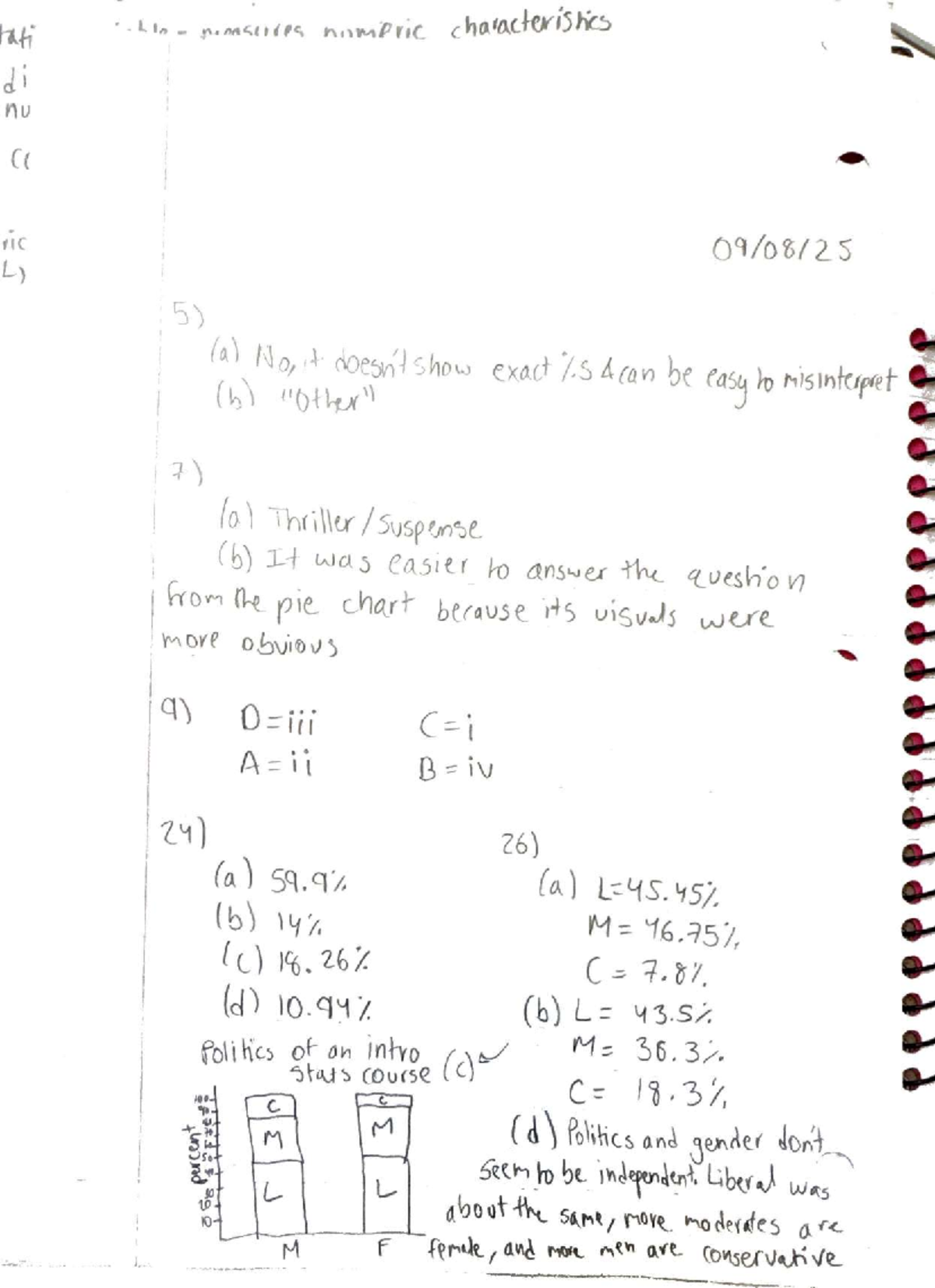 L1n Numeric Characteristics & Politics Analysis - Math 100 - Studocu