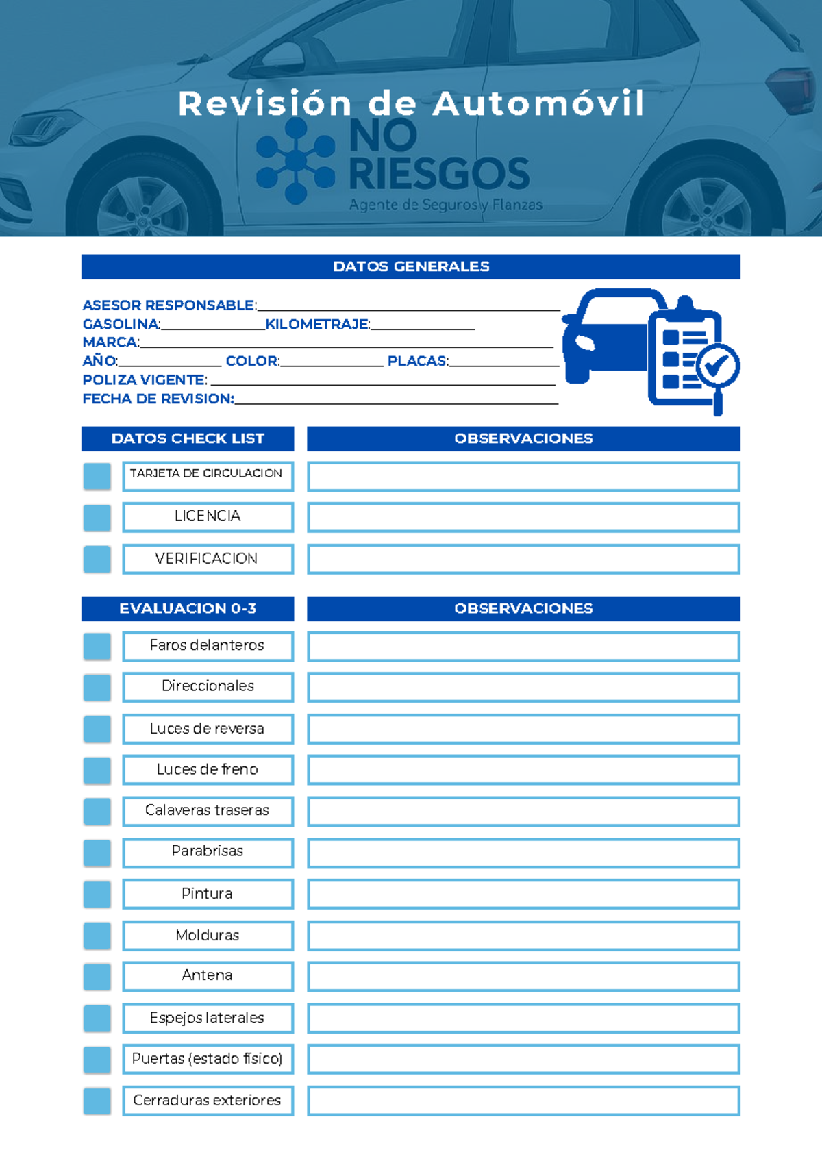 Formulario de Evaluación de Automóviles - DATOS GENERALES - Studocu