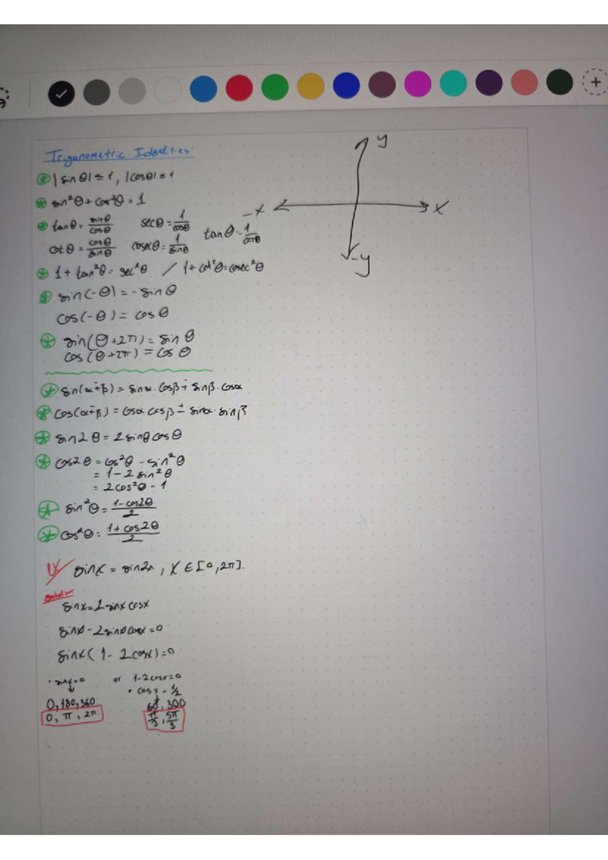 trigonometry notes 2 - Calculus 1 - y Triganometric Identities 16050151 ...