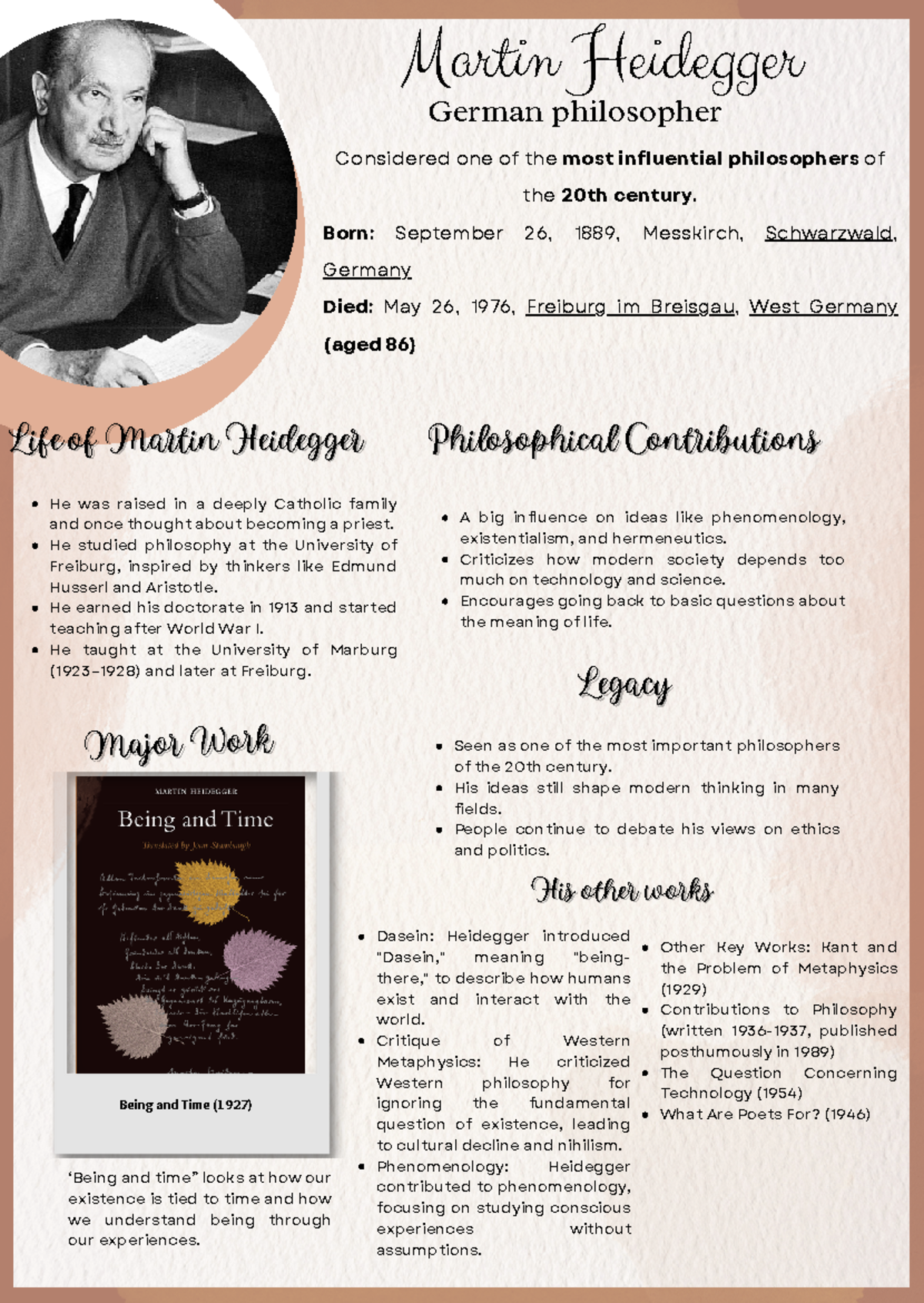 Martin Heidegger - Martin Heidegger German philosopher Considered one ...